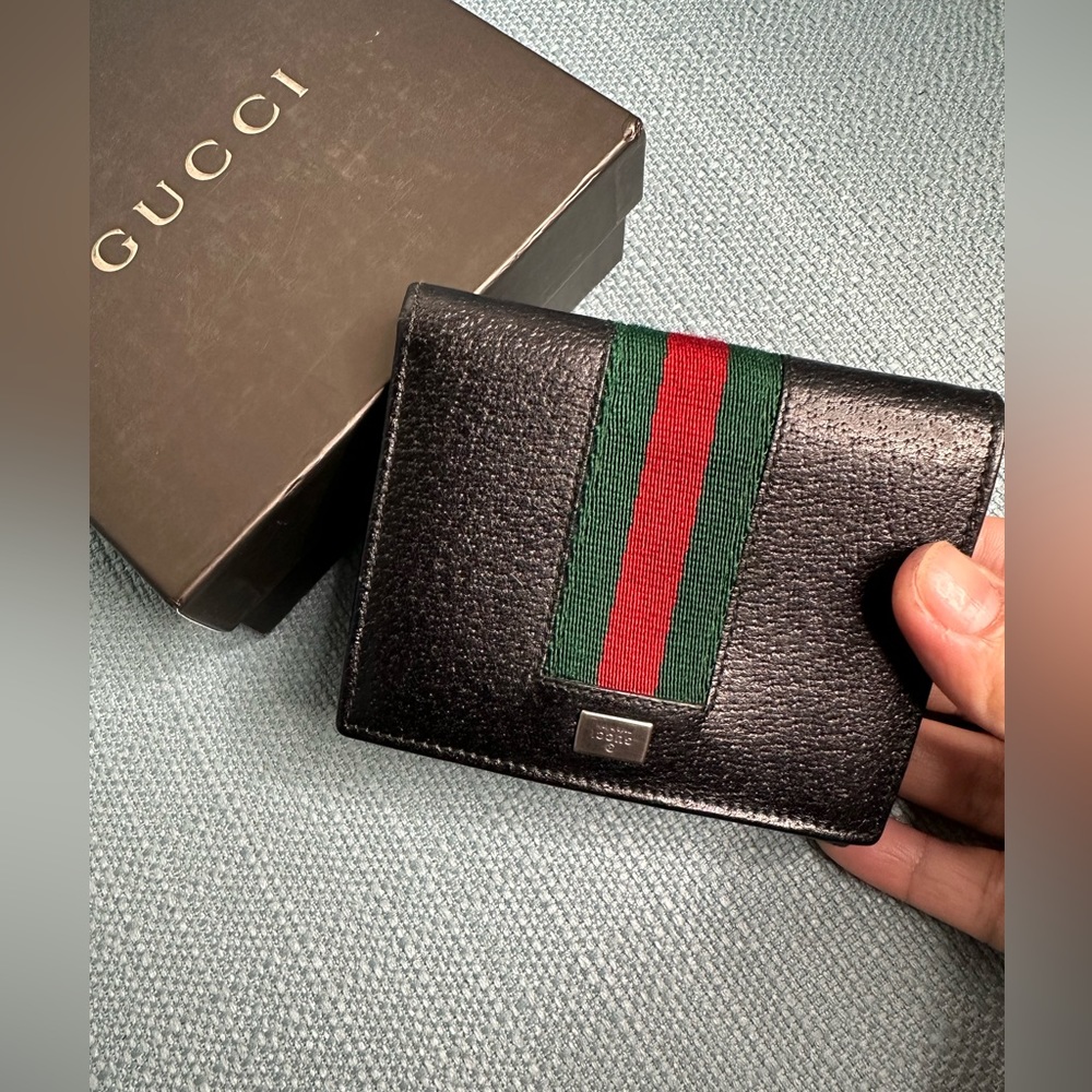 Authentic Gucci Sherry Line Black Wallet Bi Fold - Gem